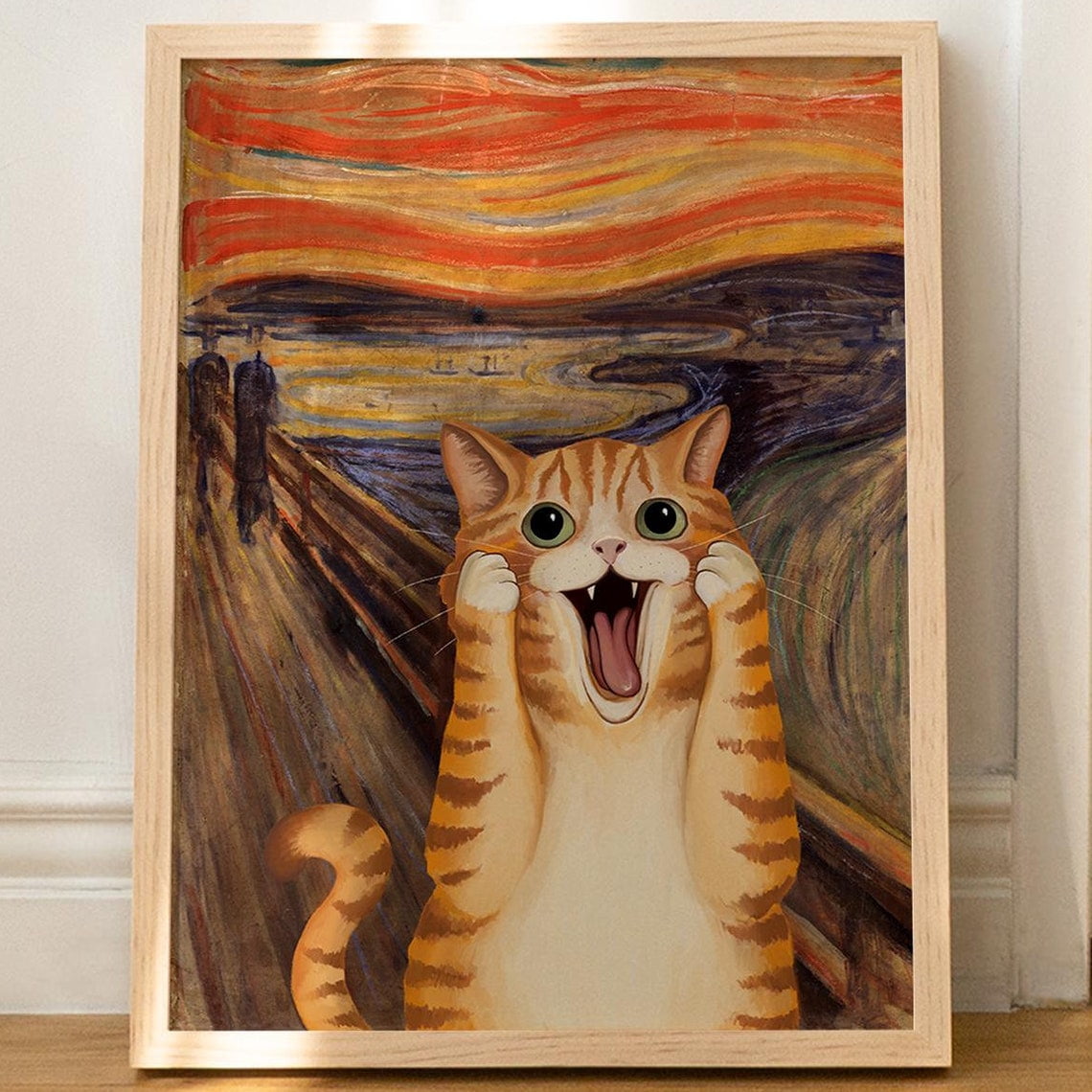 Cat Poster The Scream Cat Print Original Painting Cat Portrait Unique ...