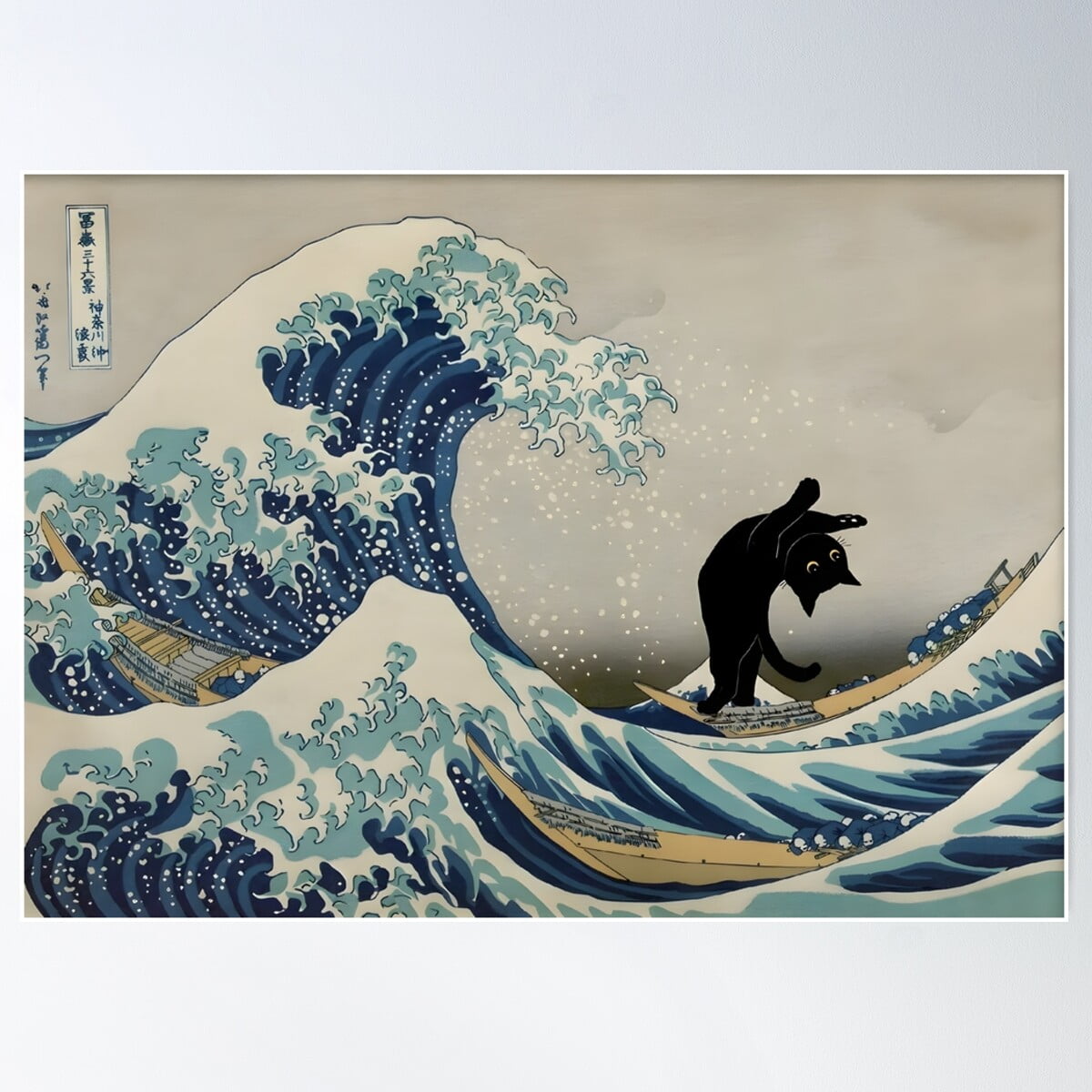 Cat Poster The Great Wave Poster Wall Art Modern Wall Decor For Living ...