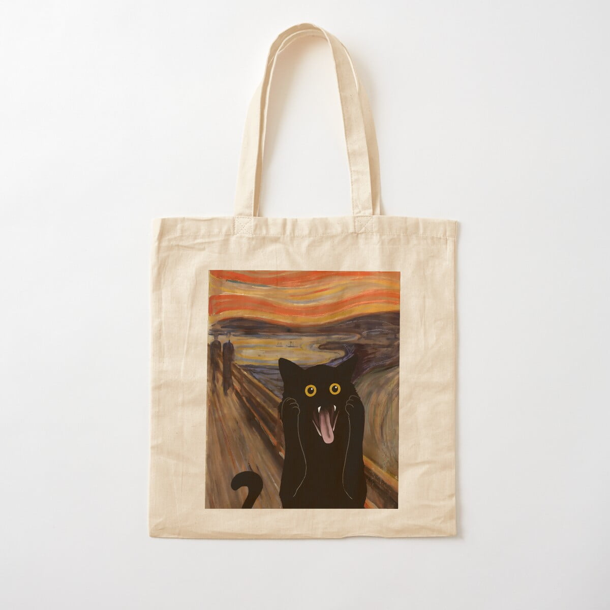 Cat Poster The Scream Cat Cotton Tote Bag Canvas Tote Bag, Family Gift ...