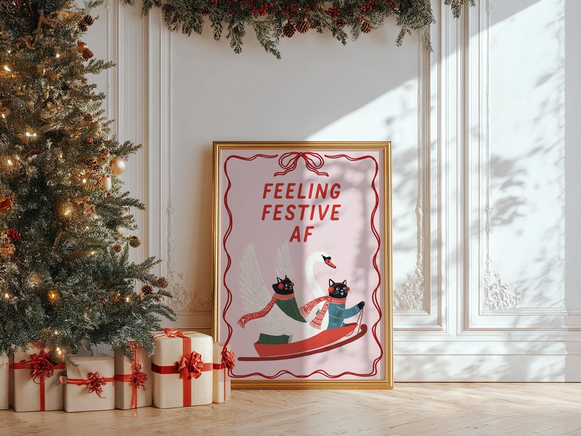 Cat Poster Whimsical Poster Able Poster, Whimsical Wall Decor For ...
