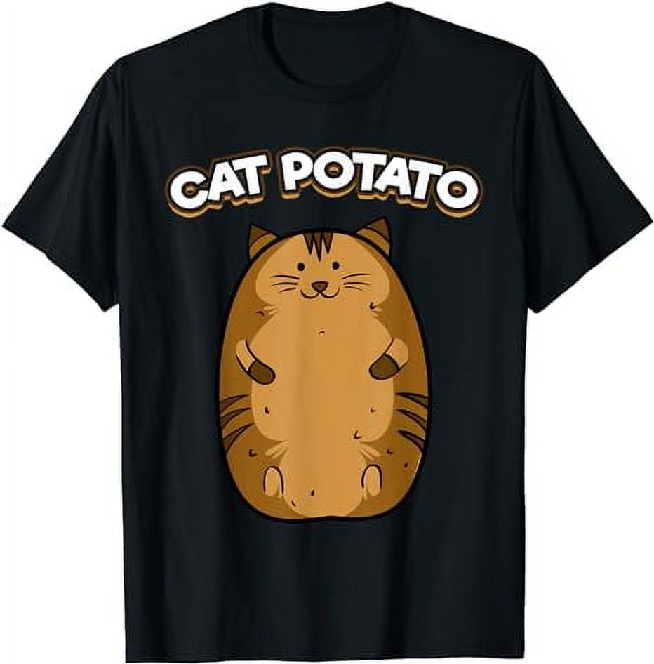 Cat Potato Funny Cute Fat Potato Feline Animal Food Lover T-Shirt ...