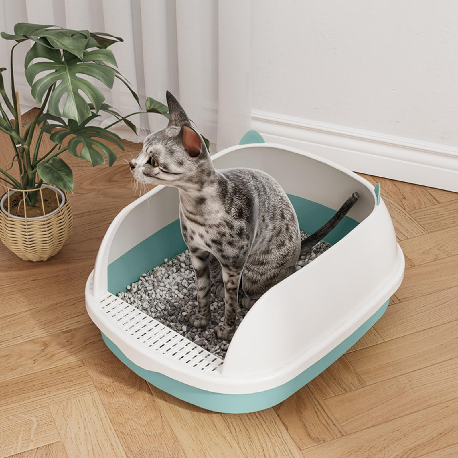 Cat Potty Toilet Pan Durable Semi Enclosed Sandbox Portable Pet Litter ...