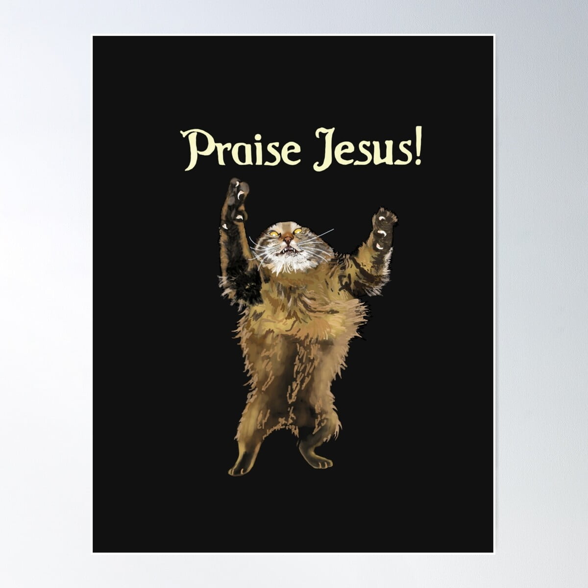Cat Praising Jesus Poster Wall Art, Modern Wall Decor For Living Room ...