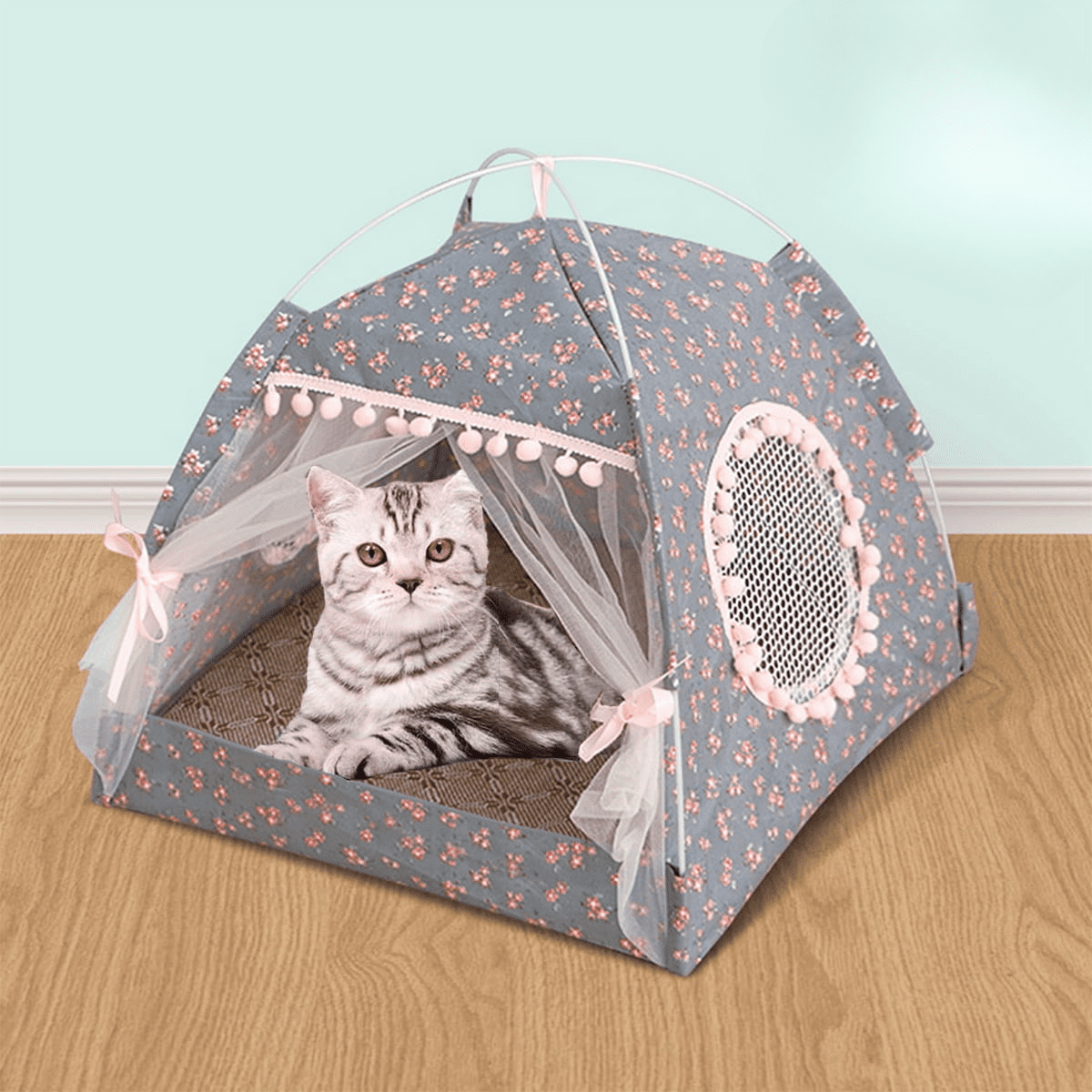 Cat Princess Indoor Tent House, Pet Puppy Cute Floral Cave Nest Bed ...