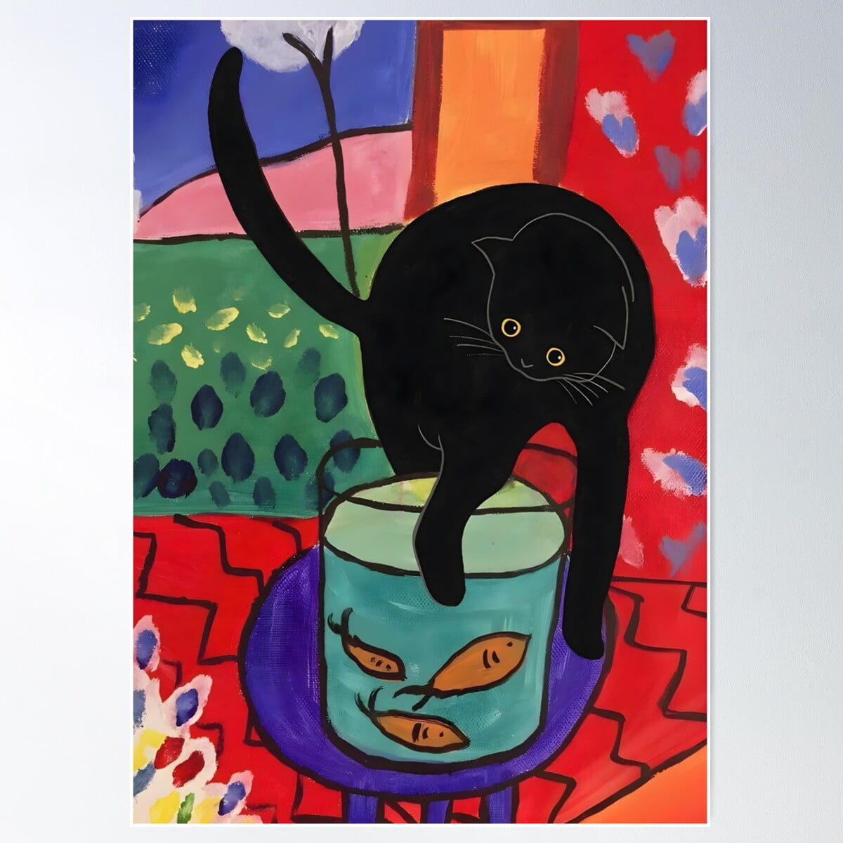 Cat Print Cat With Red Fish Matisse Poster Wall Art, Modern Wall Decor ...