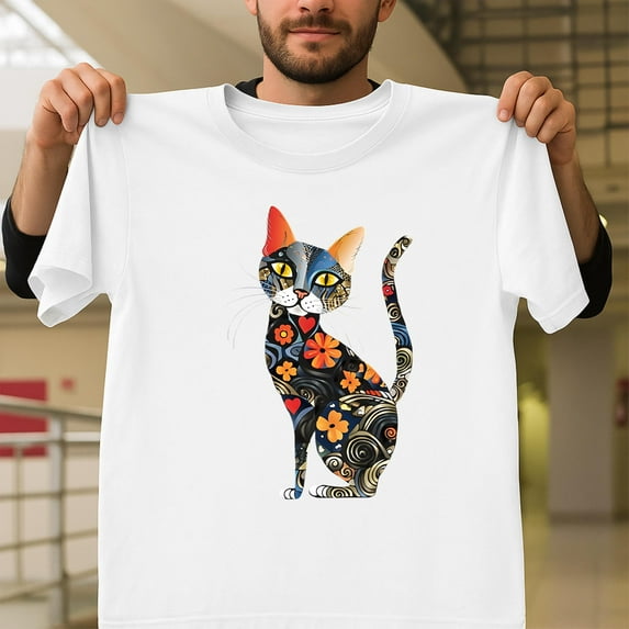 Cat Print Crew Neck Cozy Graphic For Feline Lovers, And Owners V70034 ...