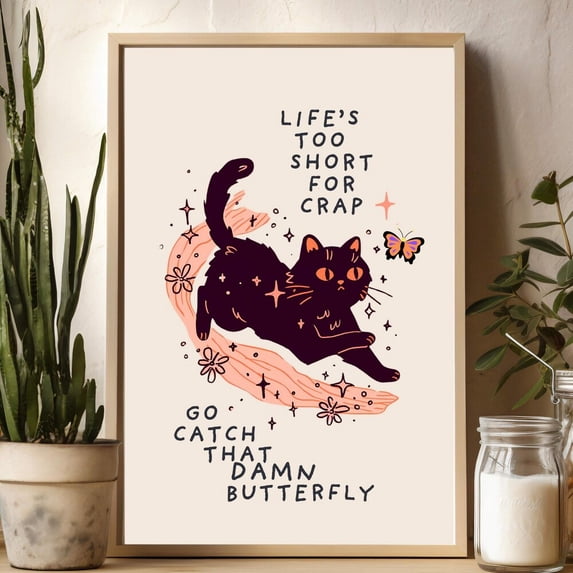 Cat Print Cute Quirky Print Housewarm Gift Eclectic Poster Illustrative ...
