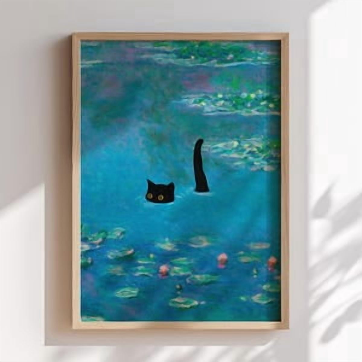 Cat Print Monet Waterlily Funny Wall Art Poster, Poster Home Decor ...