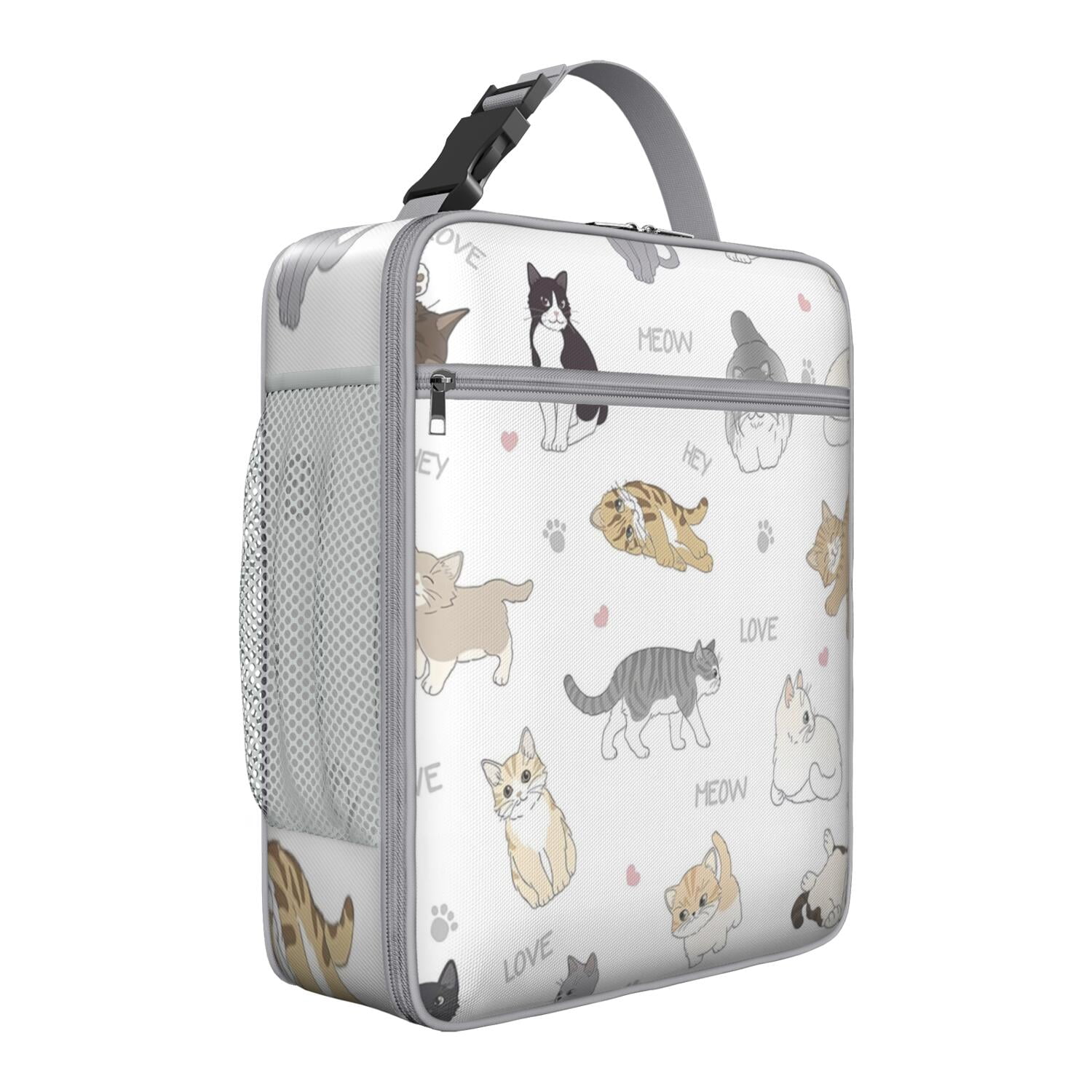 Cat Print Soft Cooler Bag – Reusable Thermal Lunch Box for Outdoor ...