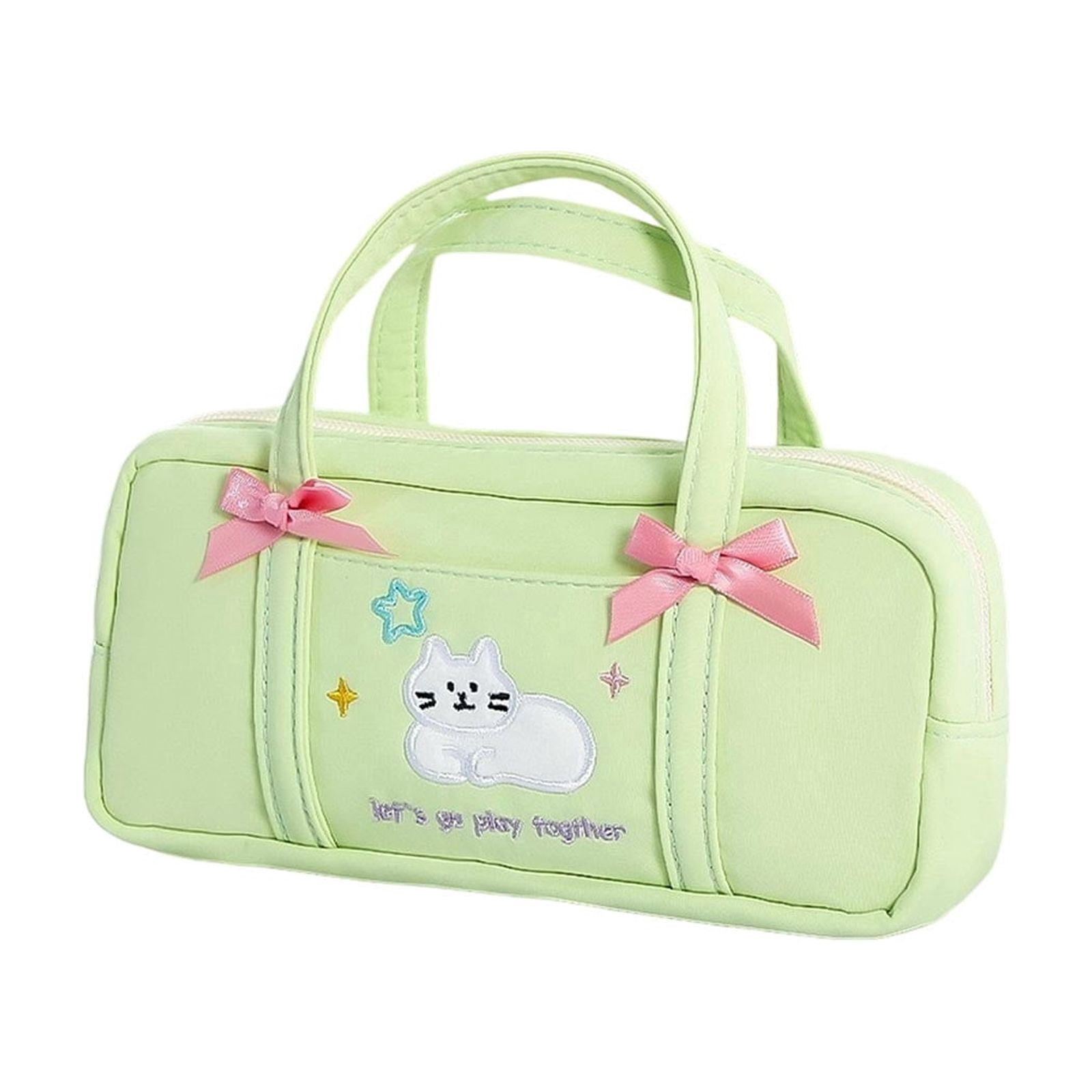 Cat Print Tote Pencil Case, Cute Cat Design with Carry Handle, Portable ...