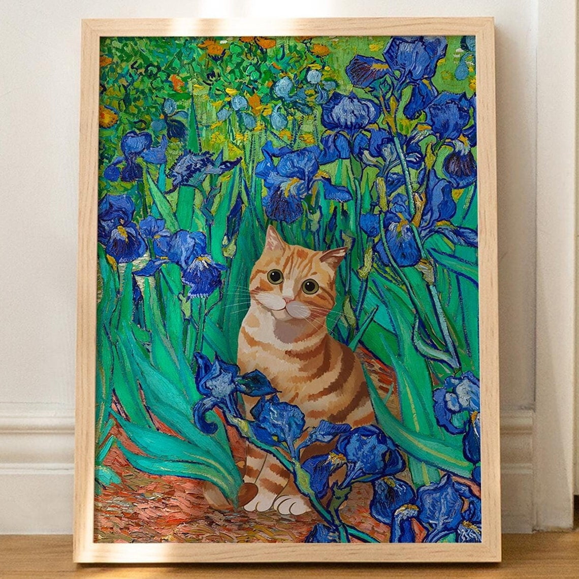 Cat Print Vincent Van Gogh'S Irises Orange Tabby Cat Art Floral Print ...