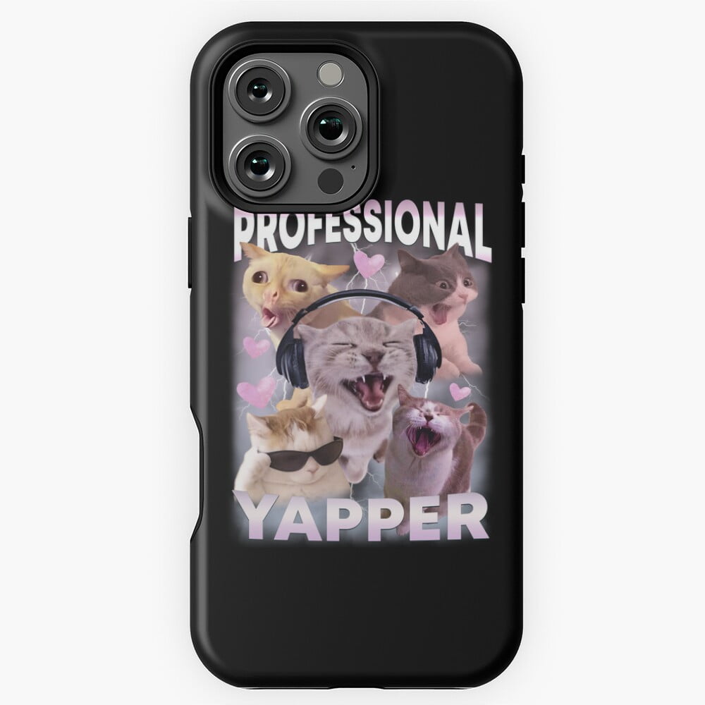 Cat Professional Yapper Funny Meme Pet iPhone Case 11 12 13 14 15 16 17 ...