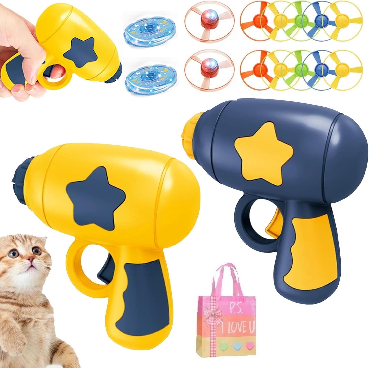 Cat Propeller Launcher Toy Set – Flying Colorful Propellers ...