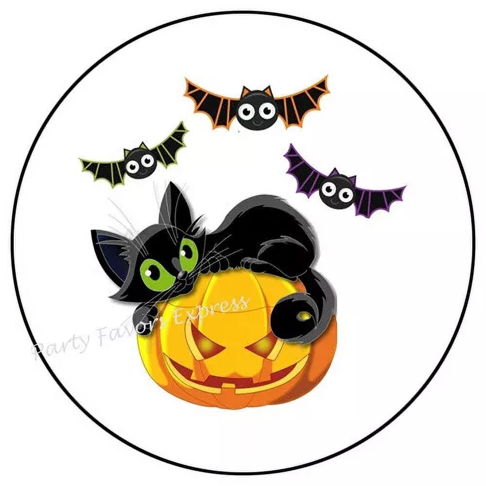 Cat On Pumpkin Bats Halloween Sticker Party Favors Sticker Envelope ...