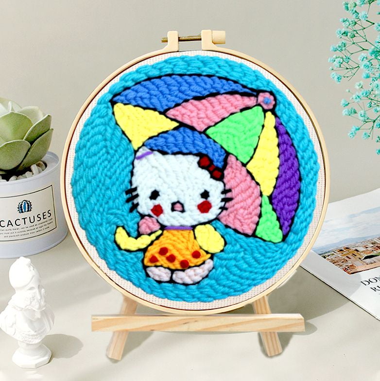 Cat Punch Needle Kits Adults Beginner, Handcraft DIY Craft Hoop Kit ...