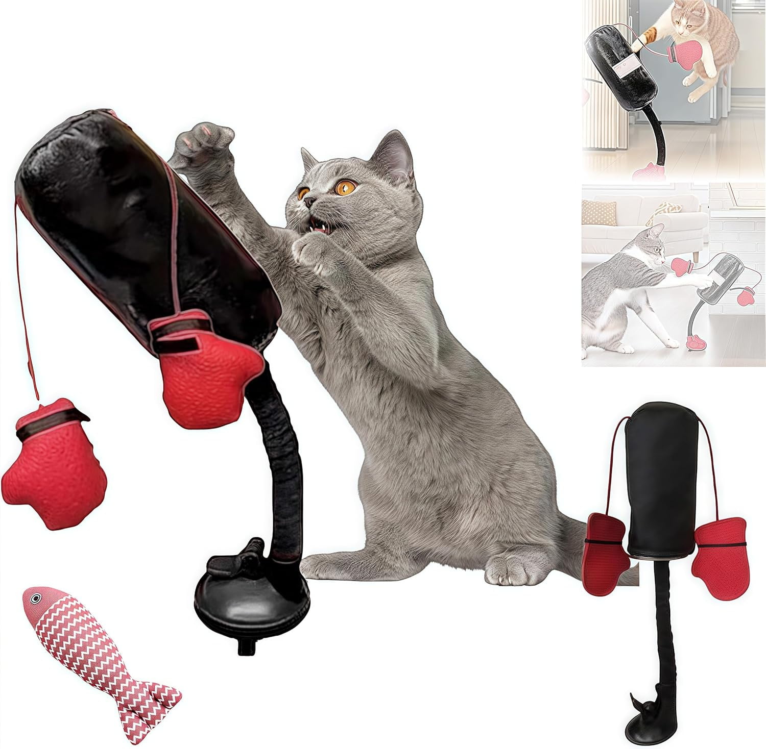 Cat Punching Bag Toy – Interactive Cat Boxing Toy with Springy Bobbing ...