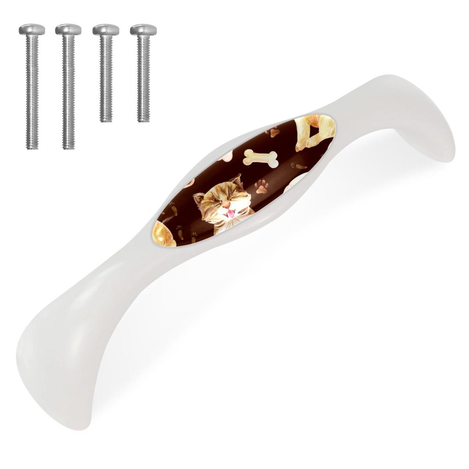 Cat Puppy Mouse Knob 4 Pack Arched Drawer Pulls Crystal Glass White ...