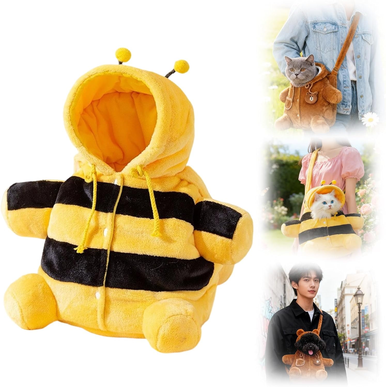 Cat Puppy Plush Outing Backpack, 2026 Cute Bear Bee Goose Giraffe ...