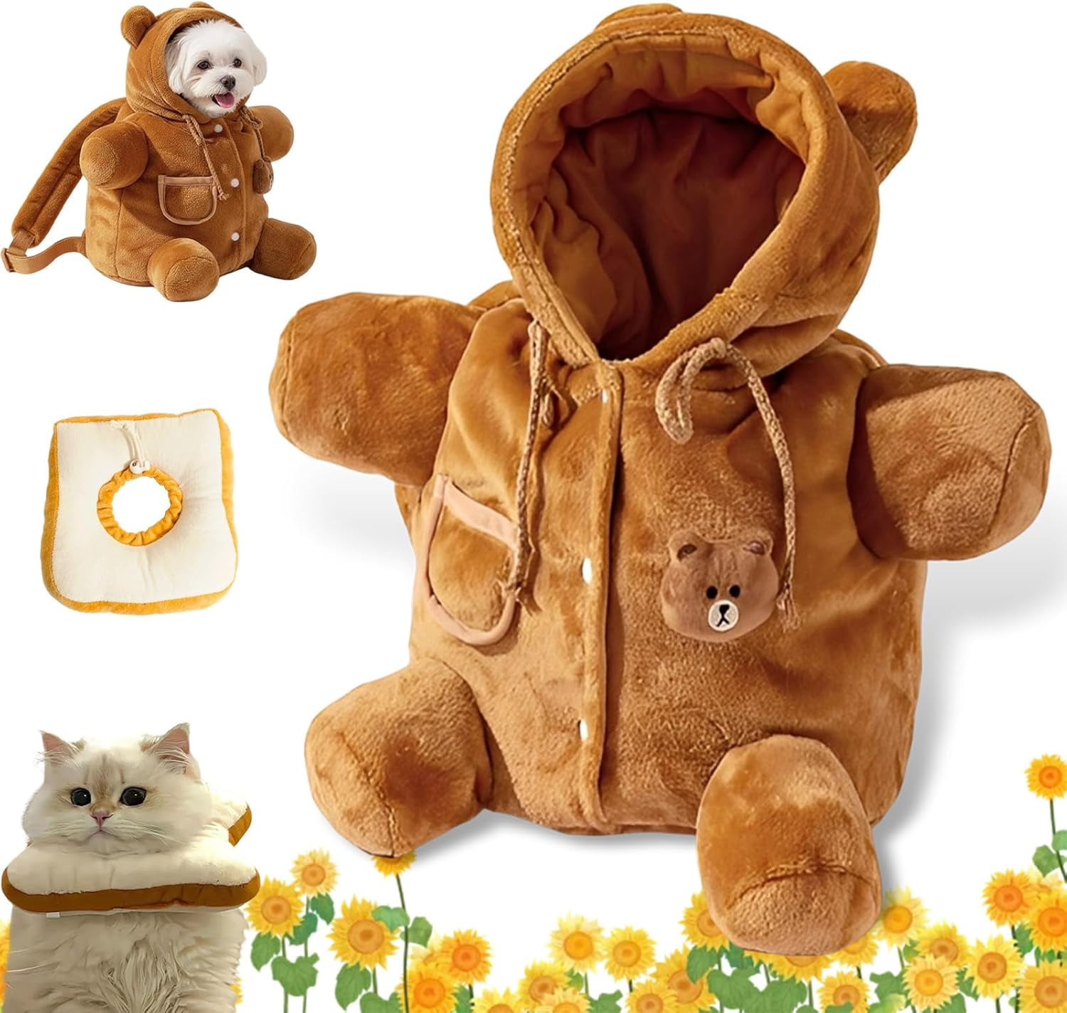 Cat Puppy Plush Outing Backpack, Cute Bear Bee Carrier for Cats, Cute ...