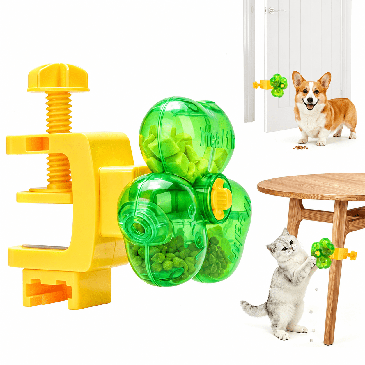 Cat Puzzle Feeder, Dry Food Dispenser, Clamp-On Design, Slow Feeder ...