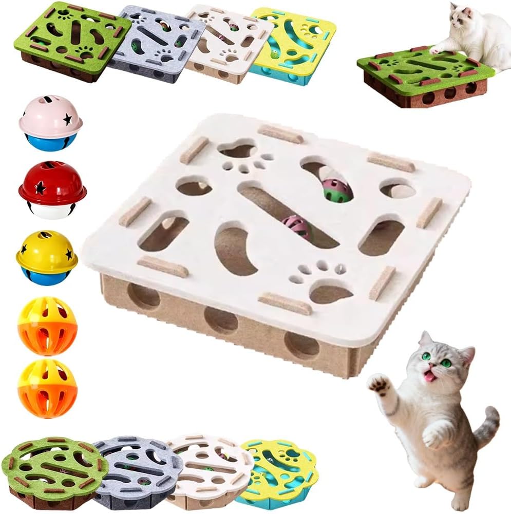 Cat Puzzle Felt Maze Box Cat Toys,Cats Scratch Puzzles Enrichment Box ...