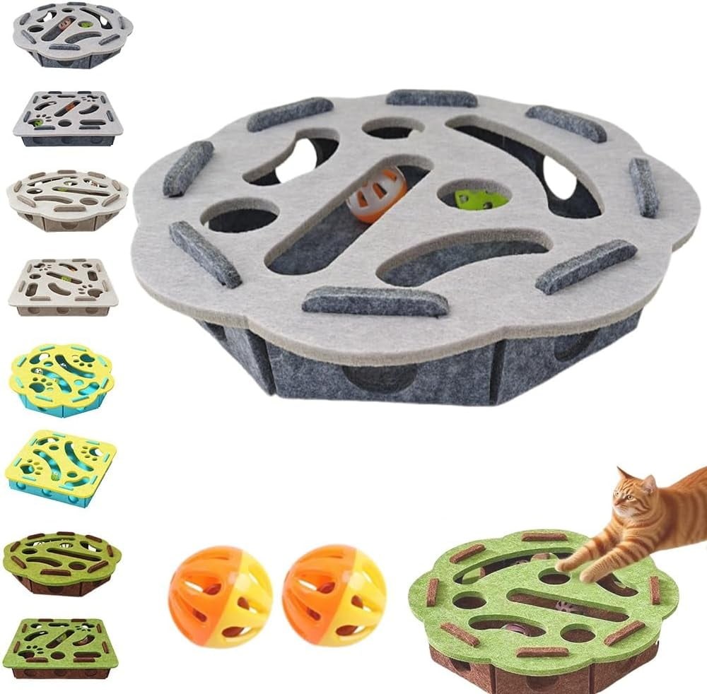 Cat Puzzle Felt Maze Box Cat Toys, Interactive Felt Cats Scratch Toy ...