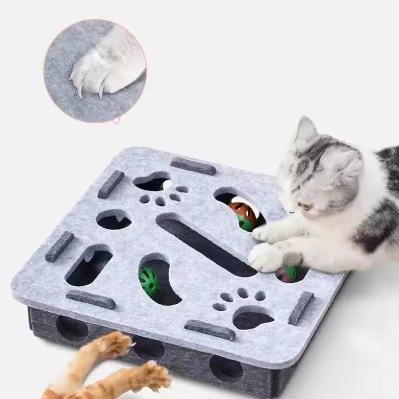 Cat Puzzle Maze Digging Felt Box,Cat Puzzle Toys,Cat Hole Maze Board ...