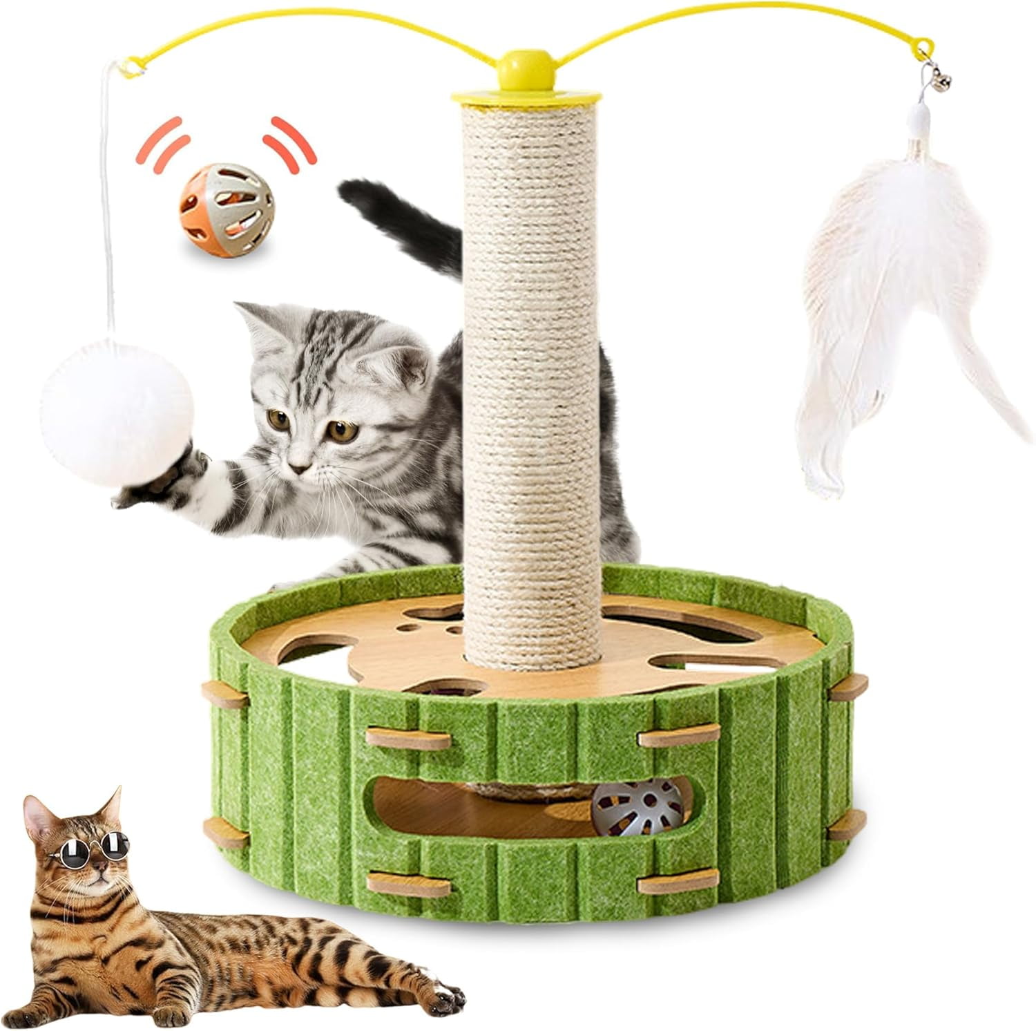 Cat Puzzle Toys Interactive Cat Dancer for Indoor Cats,Teasing Box with ...