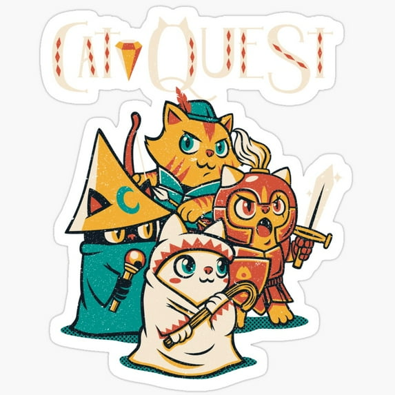 Cat Quest Rpg Cats Video Game Sticker Phone Decal Water Bottle Stickers ...