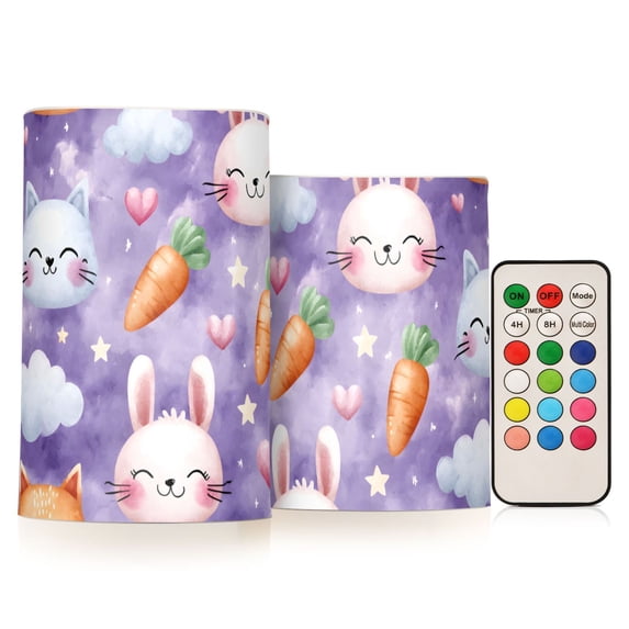 Cat Rabbit Cloud Pattern Flameless LED Candle Set with Remote, Battery ...