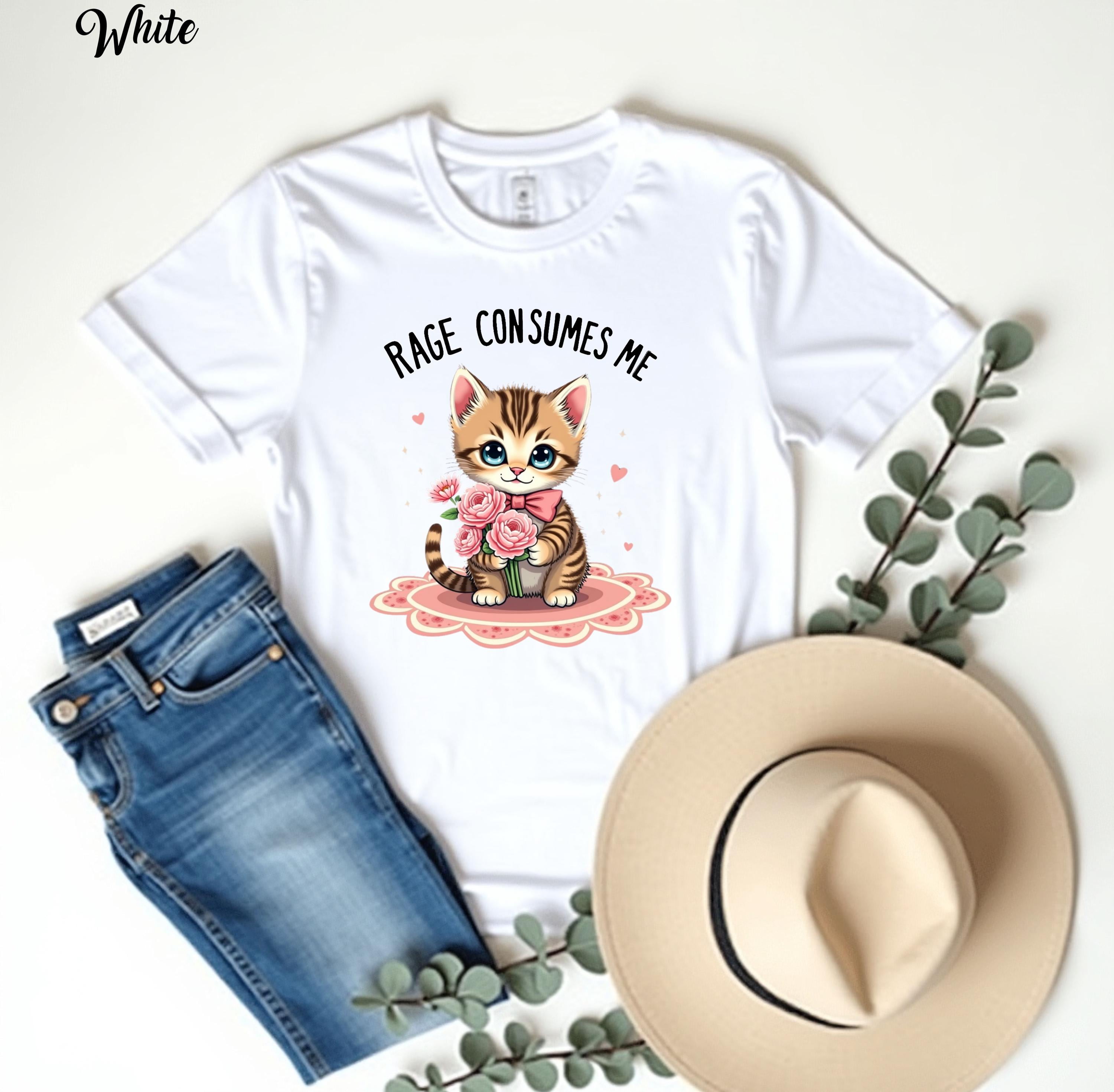 Cat Rage Consumes Me T-Shirt, Funny Angry Cat Meme , Hilarious Feline ...