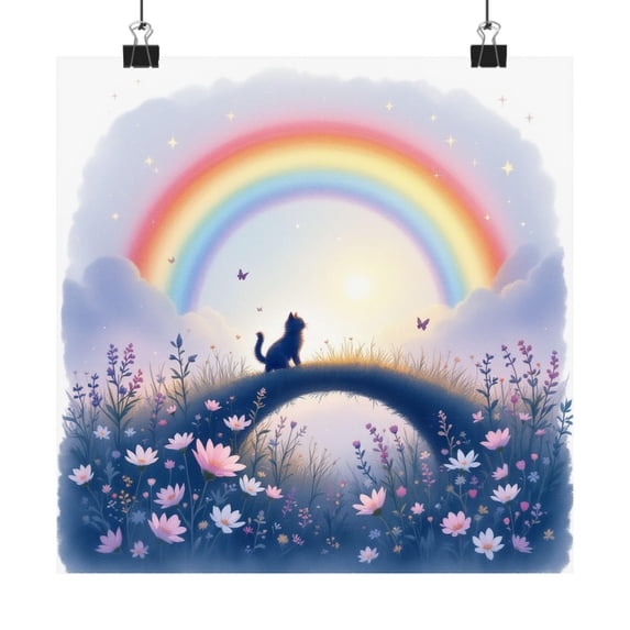 Cat Rainbow Bridge Memorial Wall Art Print, Unframed Paper Poster ...