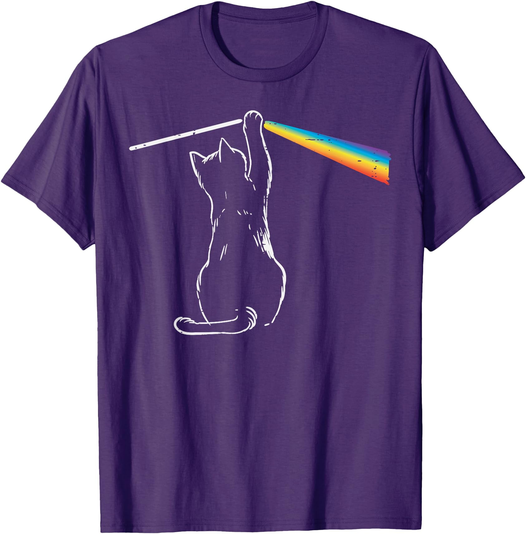 Cat Rainbow Light Cool Prism Science Spectral Unisex T-Shirt for Men Women Kids Toddler,Purple ...