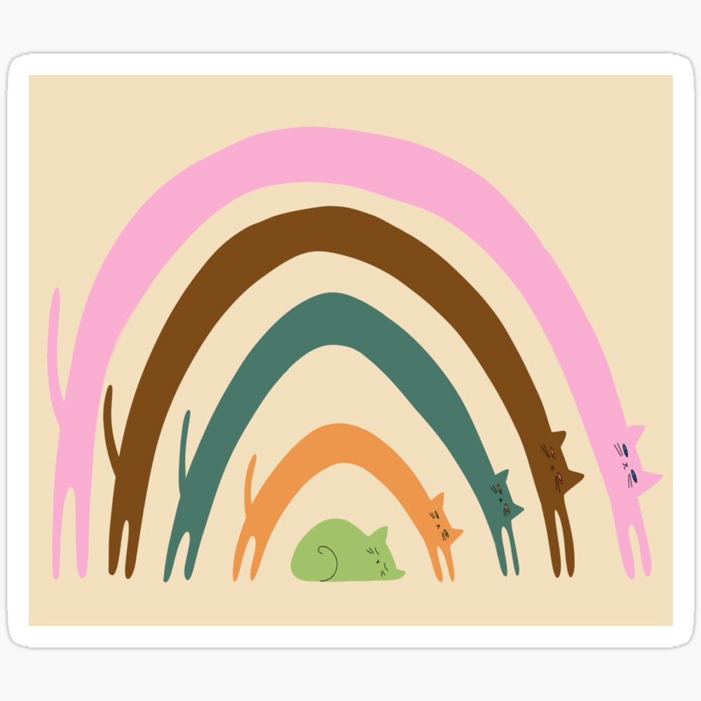 Cat Rainbows Naturals Sticker Phone Decal Water Bottle Stickers Car ...