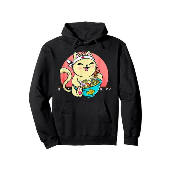 Cat & Ramen Anime Hoodie - Kawaii Japanese Cat Dad & Mom Design, 50% ...