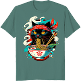 Cat Ramen Noodle Japanese Anime Kawaii Cat T-Shirt ,Full Sizes S-5XL ...