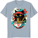 Cat Ramen Noodle Japanese Anime Kawaii Cat T-Shirt ,Full Sizes S-5XL ...