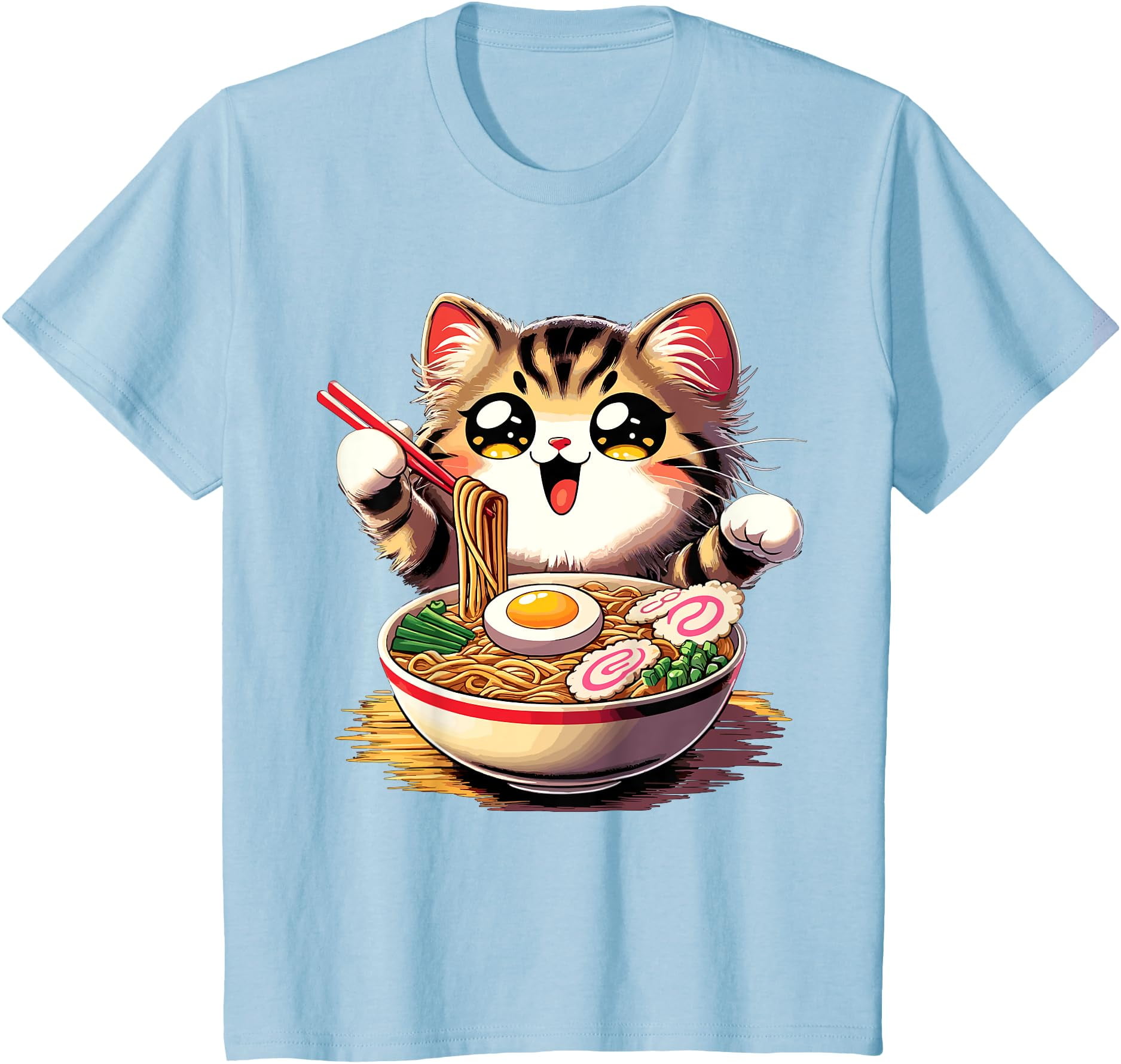 Cat Ramen Noodles Anime Kawaii Japanese Cat Kids T-Shirt,Dark Chocolate ...