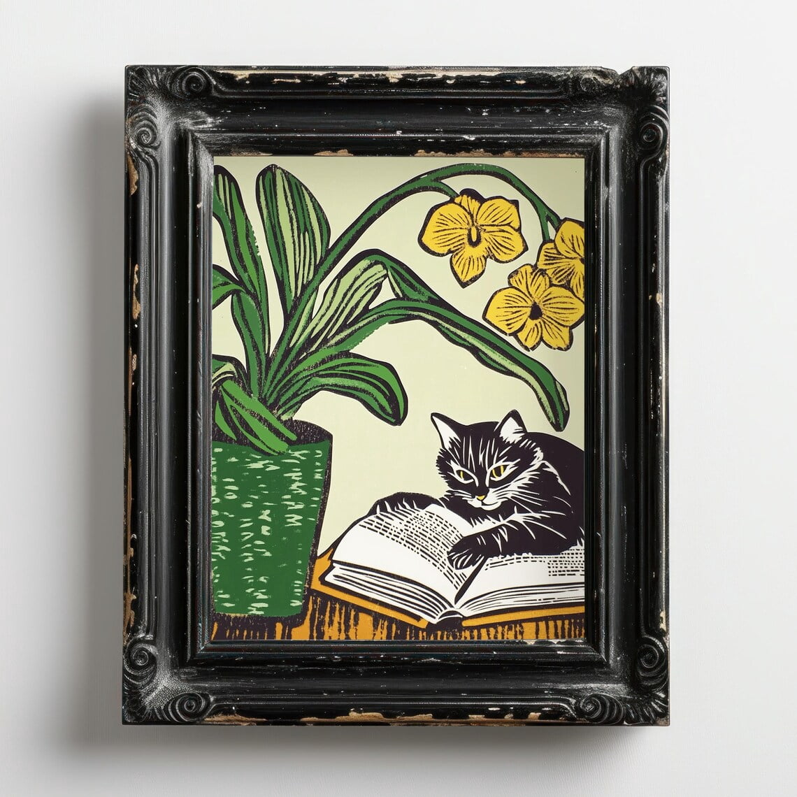 Cat Reading Book Poster, Cat Lover Gift, Funny Cat Poster, Unique Cat ...