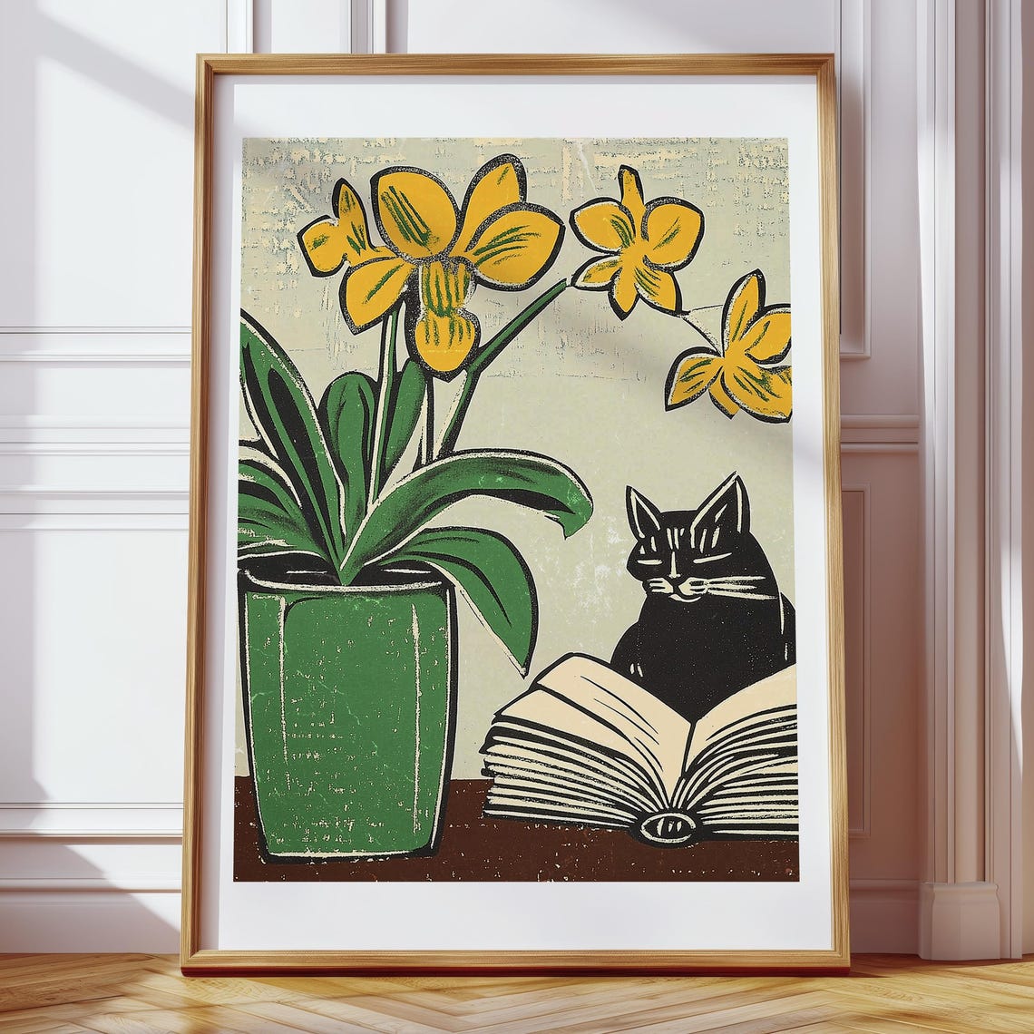 Cat Reading Book Print, Cat Lover Gift, Funny Cat Poster, Unique Cat ...