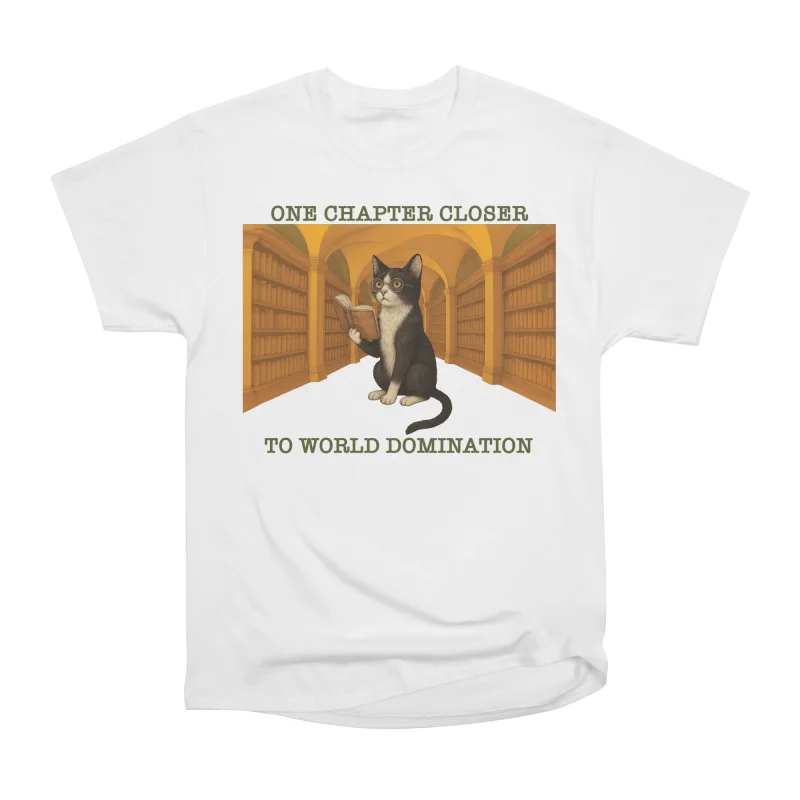 Cat Reading One Chapter Closer To World Domination T-Shirt Tee Gift For ...