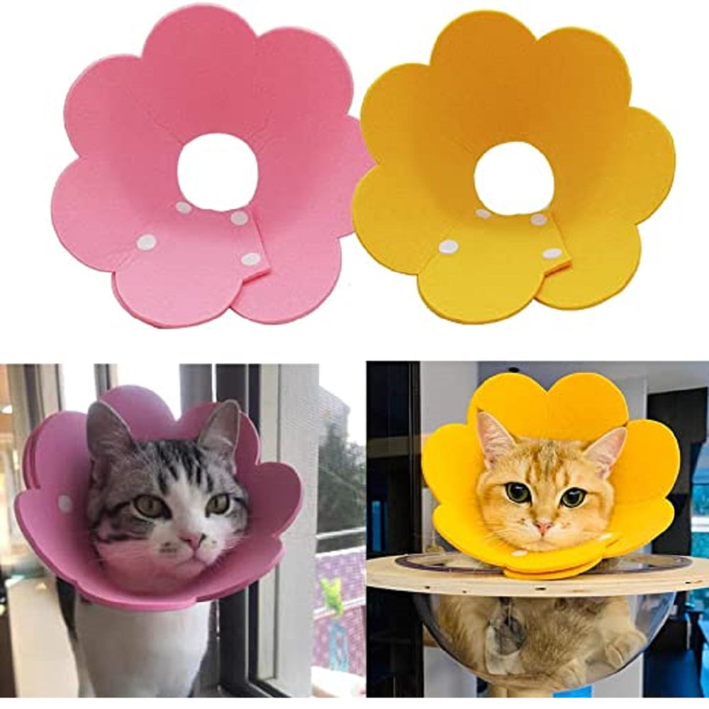 Cat Recovery Collar - Cute Flower Neck Cat Cones After Surgery ...
