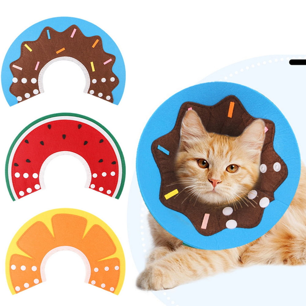 Cat Recovery Collar Fruit Cat Cone Double-breasted Loops-Protective ...