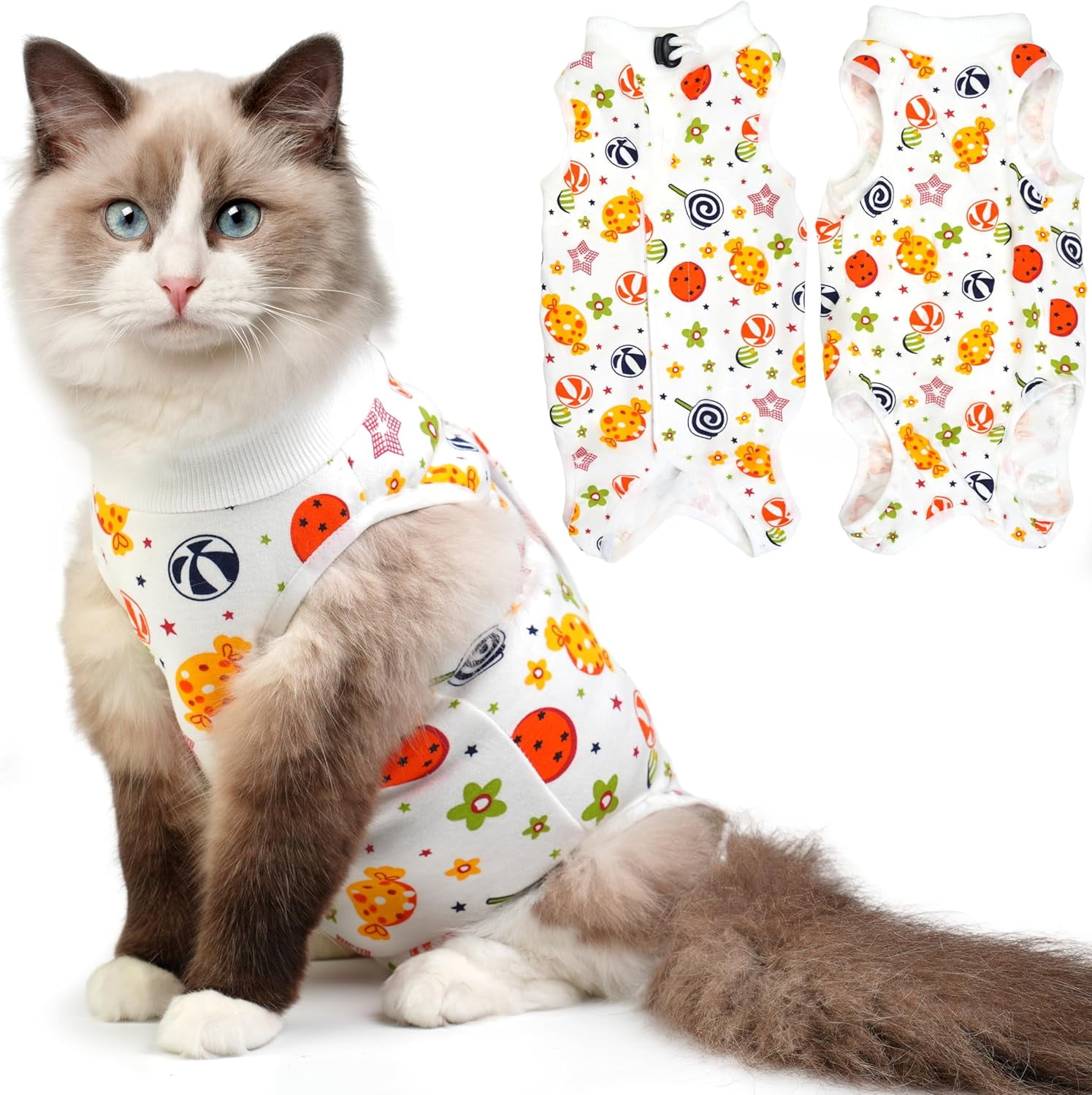 Cat Recovery Suit for Spay Abdominal Wounds, Breathable Cat Onesie for ...