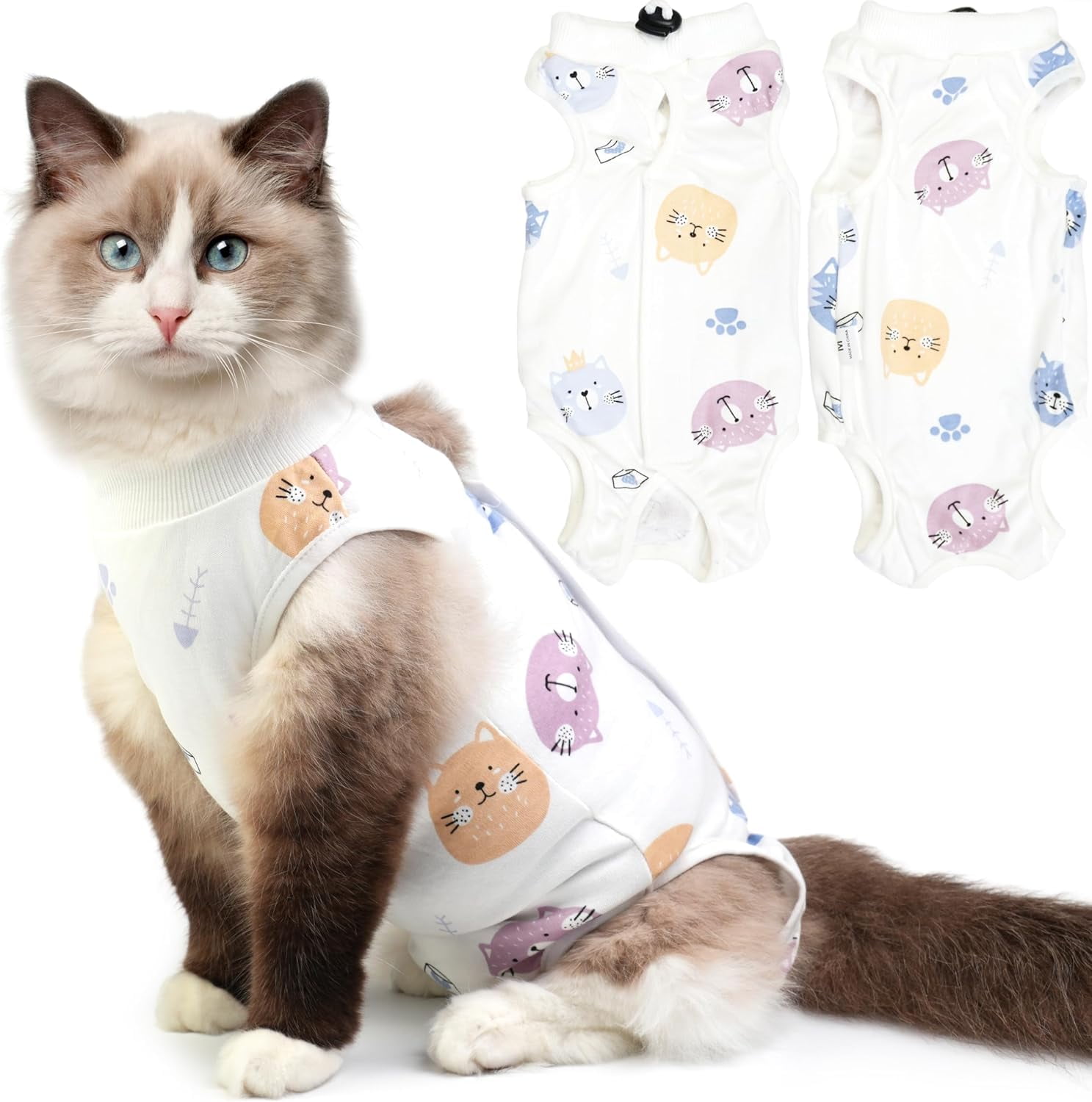 Cat Recovery Suit for Spay Abdominal Wounds, Breathable Cat Onesie for ...