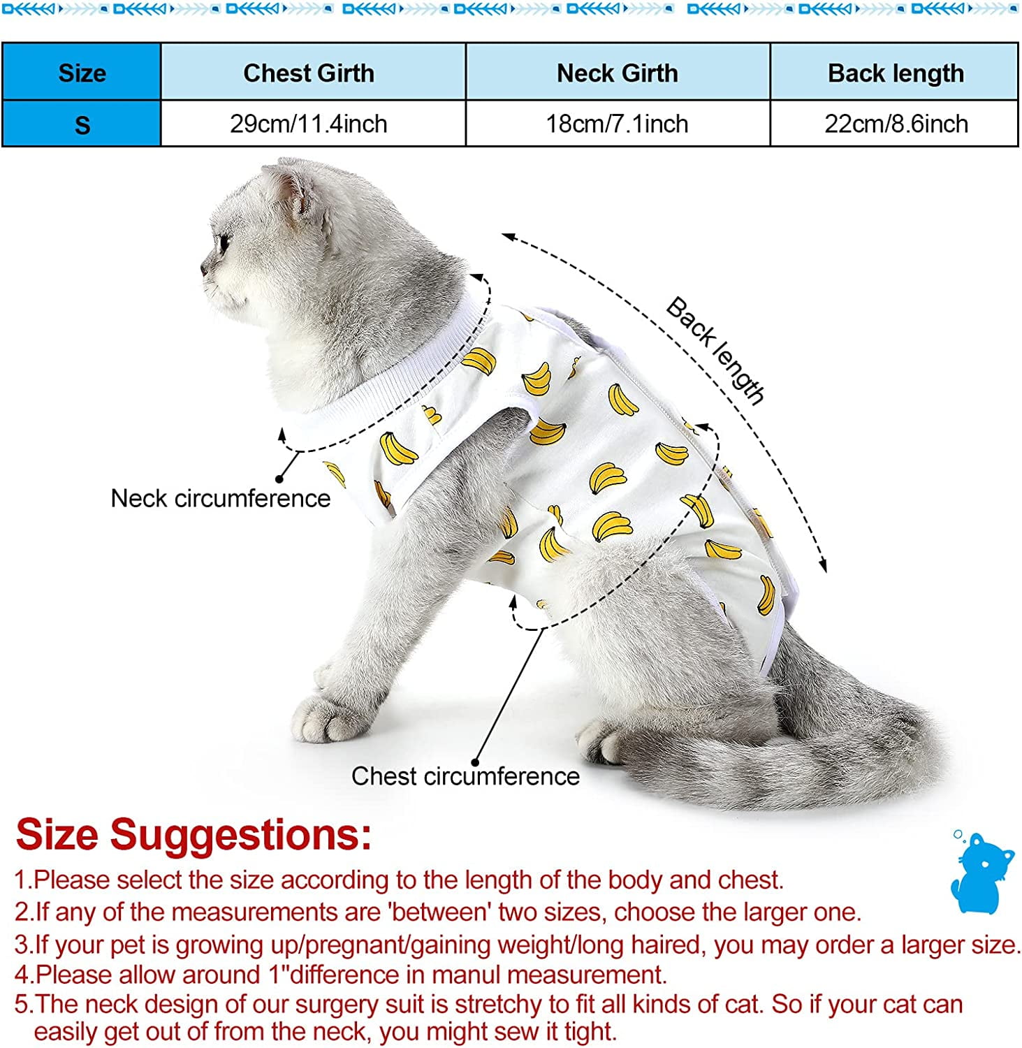 Cat Recovery Suits with Plush Cat Bed Mat, Kitten Onesie for Cats After ...