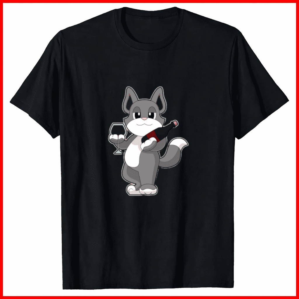Cat Red Wine Bottle Graphic Tee Drink Theme Casual Daily Wear Top,for ...