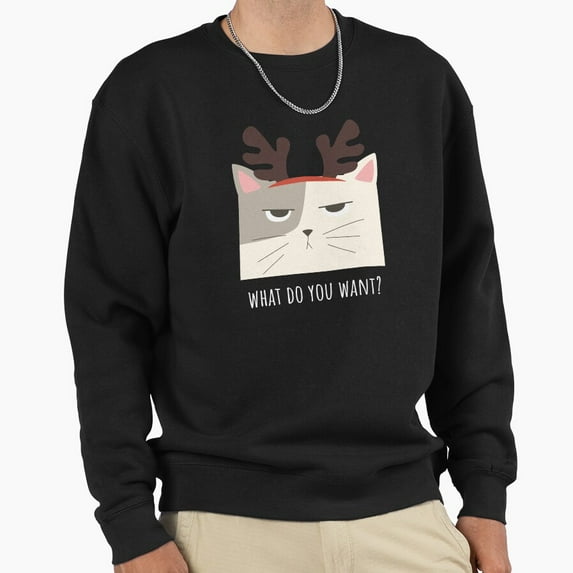 Cat Reindeer Annoyed Christmas Holiday Graphic Unisex Sweatshirt Funny ...