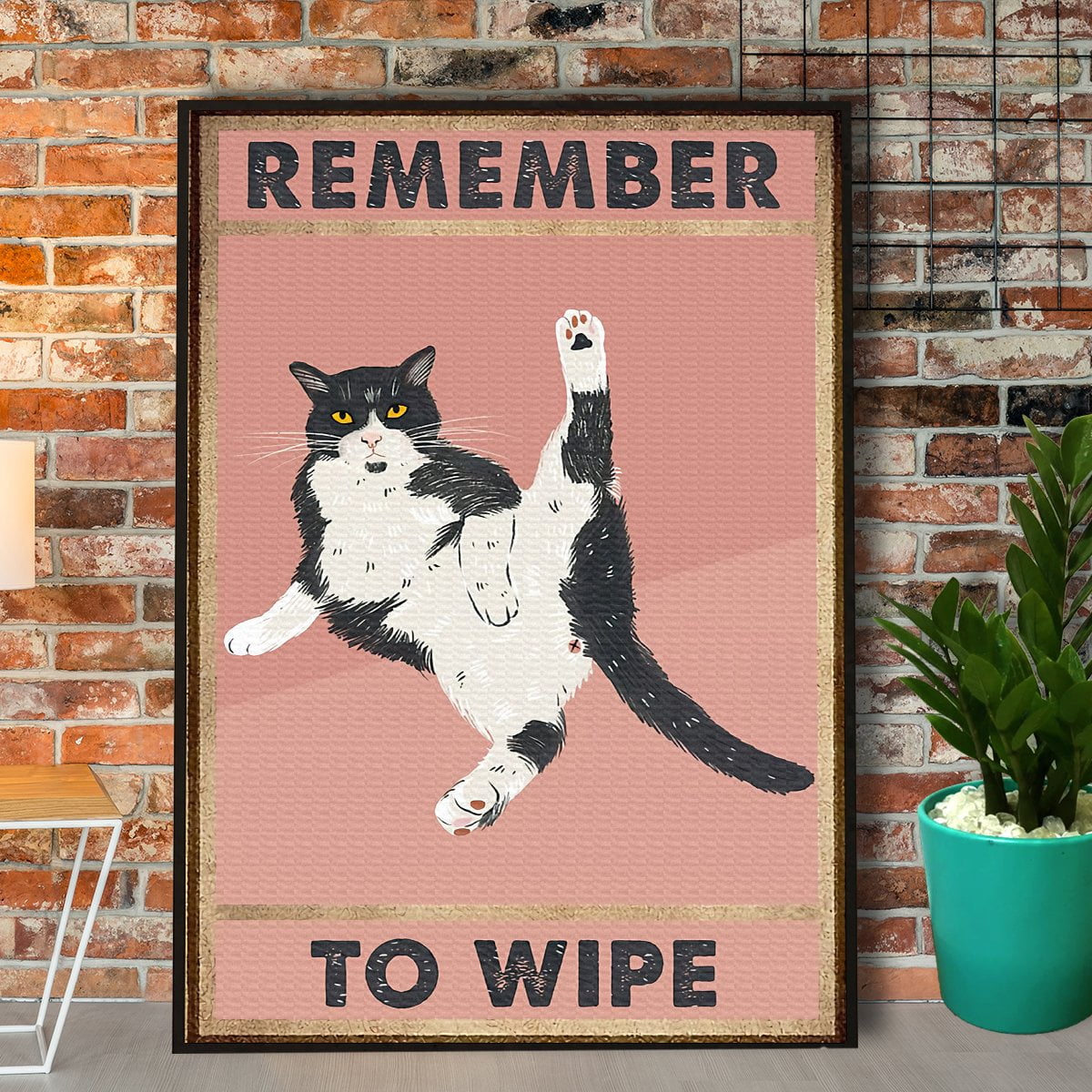 Cat Remember To Wipe Retro Paper Poster No Frame Matte Wall Art Decor ...