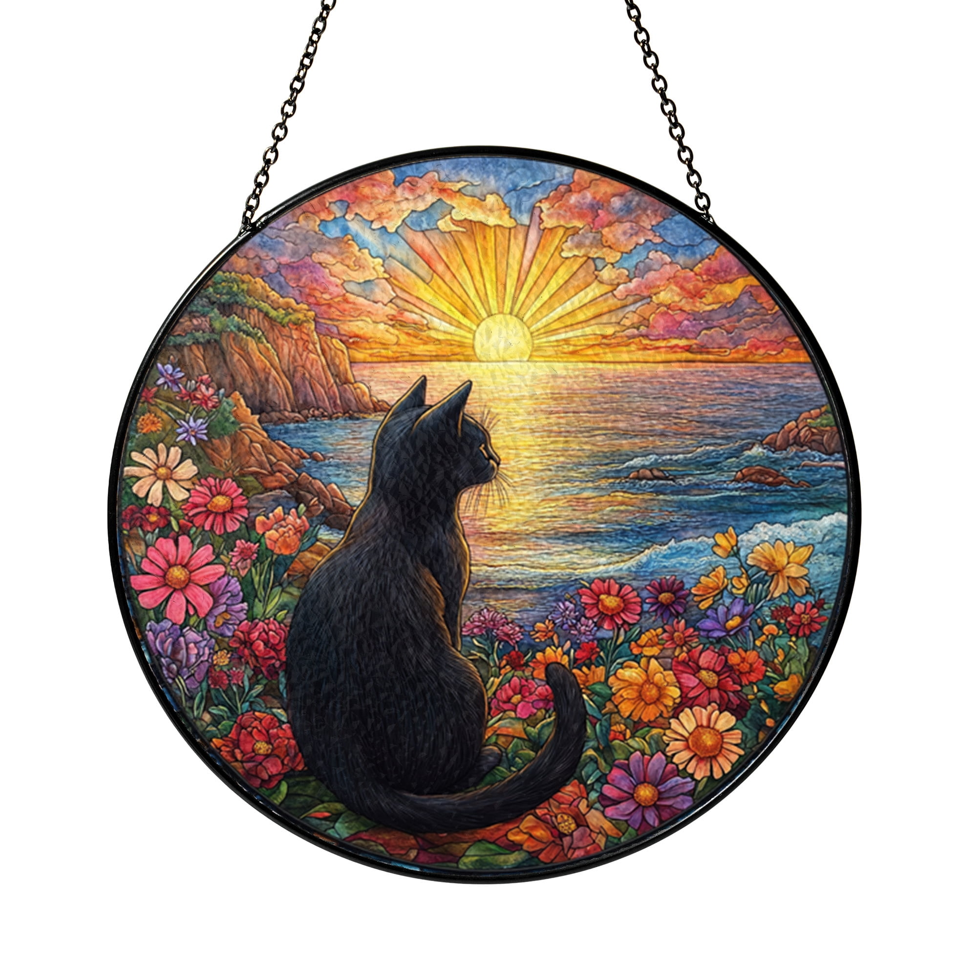 Cat Remembrance Sun Catcher Glass Style Window Ornament Tribute Accent ...